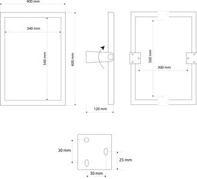 Sapho Sapho, HANDICAP Zrcadlo výklopné 40x60cm, černá, XH007B