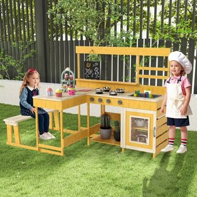Costway Bahenní kuchyňka s piknikovým stolem pro děti Kuchyňka na hraní