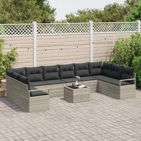 Set pohovek 11 ks Světle šedá polyratan 3346572