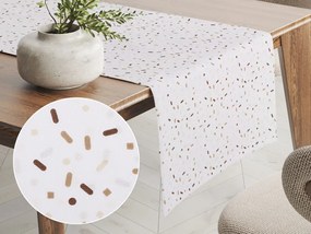 Biante Bavlněný běhoun na stůl Sandra SA-396 Hnědo-béžové konfety na bílém 20x140 cm