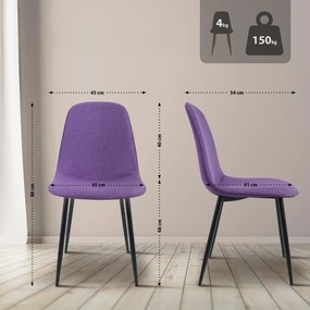 Sada 2 jídelních židlí Maryam látka – fialová
