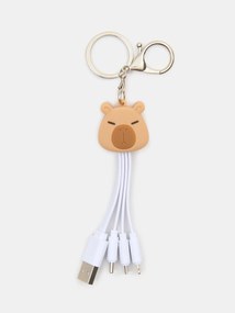 Sinsay - Klíčenka s 3v1 USB kabelem s motivem kapybary - hnědá