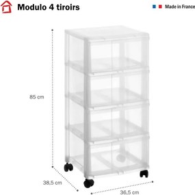 SUNDIS Úložný box se 4 zásuvkami, transparentní, ORGAMIX - MAXI