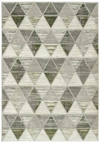 Moderní kusový koberec Texas 122 Trojúhelníky šedý / zelený Rozměr: 240x330 cm