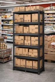 Plastový dílenský regál Stacker 74x172,5 cm černý