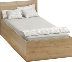 Postel s kovovým roštem a úložným prostorem, 90x200, dub artisan, DOLI