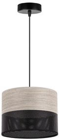 Light Home Závěsné svítidlo Wood, 1x světle béžová dubová dýha/černé plastové stínítko, (fi 20cm)