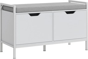 HOMCOM Lavice na boty se sedákem s odnímatelným polstrováním pro 4 páry bot - Lavice do předsíně, chodby, obývacího pokoje 84x35x50 cm Bílá