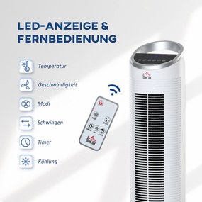 Věžový ventilátor s vodním chlazením 30 x 30 x 101 cm | bílý