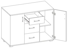 Sconto Komoda LIFT bílá/dub sonoma