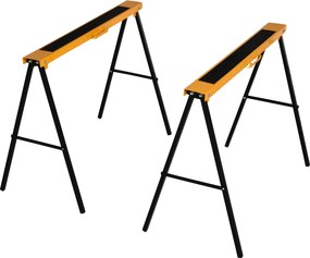 Pracovní kozlík HOMCOM skládací ocelový kozlík s protiskluzovou úpravou v oranžové a černé barvě 99,5 x 50 x 78 cm s nosností 125 kg