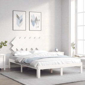 Rám postele s čelem bílý Small Double masivní dřevo,  3193697