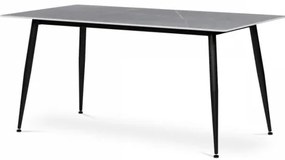 Jídelní stůl 160x90 x76 slinutý kámen matný mramor, černé kovové nohy HT-406M GREY