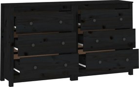 vidaXL Příborník 140x35x80 cm masivní borové dřevo [3114081] Barva: Černá