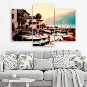 Gario Obraz na plátně Lakeside marina - 3 dílný Rozměry: 60 x 40 cm