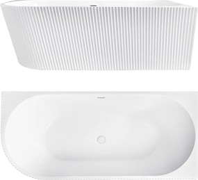 Rea Wenus, akrylová rohová vana 1700x800x575 mm, pravá, bílá s černou odtokovou zátkou, KPL-W6130