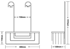 Gedy - Závěsná police do sprchy SMART 37,5x30 cm metalicky šedá