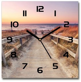 Wallmuralia Skleněné hodiny čtverec Stezka na pláž 30x30 cm
