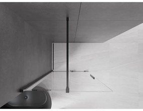 Mexen Velar, posuvné dveře do otvoru typ Walk-In 85 cm, 8mm čiré sklo, černá matná, 871-085-000-03-70