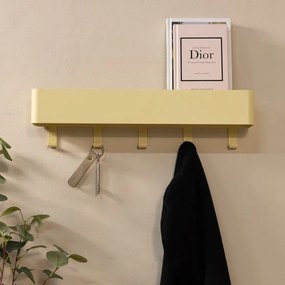 Světle žlutý ocelový nástěnný věšák s poličkou 52 cm Dax Play – Spinder Design