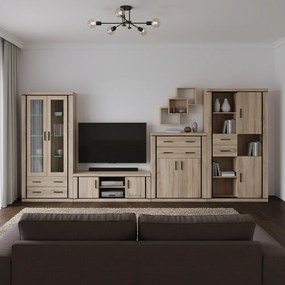Obývací stěna DALLAS s | sestava A | 5 dílů | 428 cm | sonoma