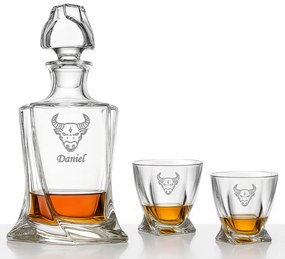 Dekorant Whisky set Quadro 1+2 s vypískovaným znamením zvěrokruhu a jménem