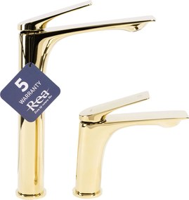 Rea Avalon, vysoká umyvadlová baterie h-305, zlatá matná, REA-B1127