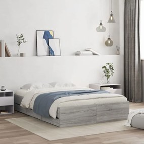 Rám postele se zásuvkami šedý sonoma 135 x 190 cm kompozit 3207313