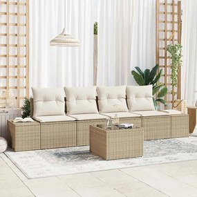 Set pohovek 5 ks Béžová a krémová polyratan 3346931