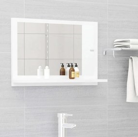 vidaXL Koupelnové zrcadlo 60 x 10,5 x 37 cm dřevotříska [804563] Barva: bílá s vysokým leskem