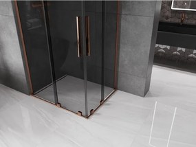Mexen Velar L Duo, sprchový kout s posuvnými dveřmi 90 x 80 cm, 8mm šedé sklo, růžové zlato, 871-090-080-02-43-60