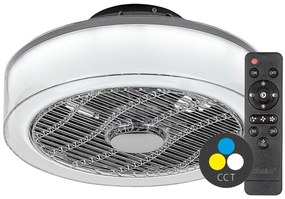 Antracitové stropní LED svítidlo s ventilátorem Dalfon 395mm 30W CCT s DO  - Rabalux - LED lustry a svítidla > LED stropní svítidla > LED stropní