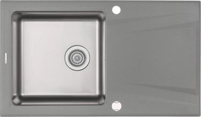 Deante Prime, granitově-nerezový dřez 860x500x220 mm, 3,5" + prostorově úsporný sifon, 1-komorový, šedá metalíza, ZSR_S113