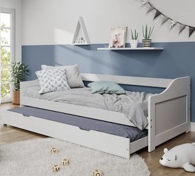 Postel s výsuvnou přistýlkou, 90x200, bílá, masiv, LAURA NEW Kondela 0000357989