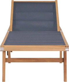 Skládací zahradní lehátka s kolečky 2ks masivní teak a textilen 3073000
