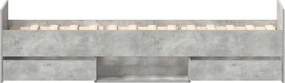 Rám postele s hlavovým a nožním čelem betonově šedý 90 x 200 cm 3203806