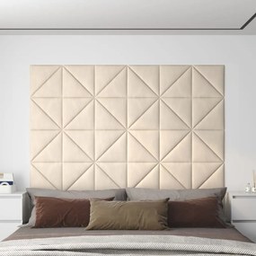 Nástěnné panely 12 ks krémové 30 x 30 cm samet 0,54 m²