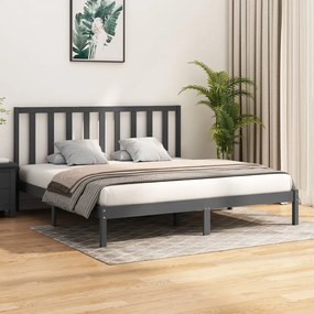 Rám postele šedý masivní borovice 200 x 200 cm,  3105182 HangarStore.cz