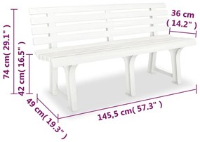 Zahradní lavice 145,5 cm plastová bílá