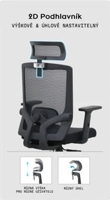 Kancelářská ergonomická židle Neoseat GRANDINI — síť / látka, černá, nosnost 150 kg