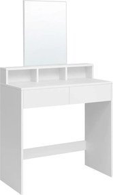 Toaletní stolek s velkým zrcadlem, 2 šuplíky, moderní kosmetický stolek, bílý