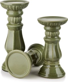 Keramický svícen Yarine 25,5 cm zelený