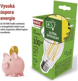 Emos lighting LED žárovka Filament A60 A CLASS / E27 / 7,2 W (100 W) / 1521 lm / teplá bílá 1525283279