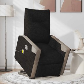 Zvedací masážní polohovací křeslo černé textil 3324097