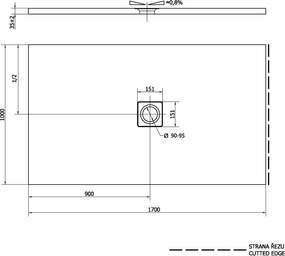 Polysan FLEXIA 170 x 100 x 3,5 cm 72918 sprchová vanička s možností úpravy rozměru