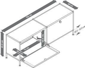Tchibo - Nízká kovová skříňka »Cn3« s výklopnými dvířky - barva: hnědá