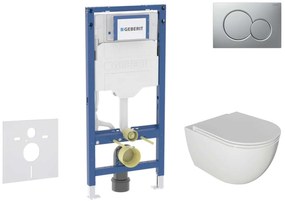 Geberit Duofix - Set předstěnové instalace, klozetu Oudee a sedátka softclose, tlačítko Sigma01, lakovaný matný chrom SANI11CA1123B