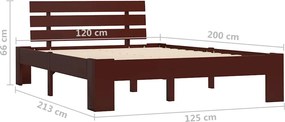 Rám postele tmavě hnědý masivní borovice 120 x 200 cm 283174