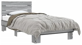 Rám postele šedý sonoma 90 x 190 cm kompozitní dřevo a kov - Default Title