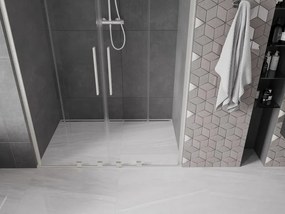 Mexen Velar L Duo, posuvné sprchové dveře do otvoru 160 cm, 8mm čiré sklo, broušená ocel, 871-160-003-02-97